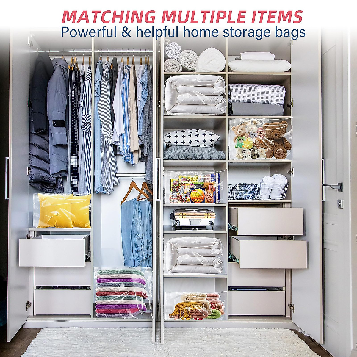 Boeyamto 20 Count 18" x 24" Extra Large Plastic Bags, 5 Gallon Storage Bags for Clothes, Trip, Moving, Camping. Giant Bags for storage. Travel Essential, Perfect Storage Accessories