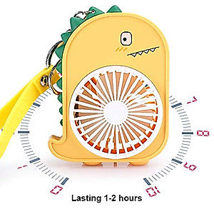 CCYLEZ Portable Handheld Fan,2 Speed Adjustable Faste Heat Dissipation Desk Fan,USB Rechargeable Battery Operated Table Fan with Dinosaur Shape,for Girls Women Kids Outdoor Summer Gift(Yellow)