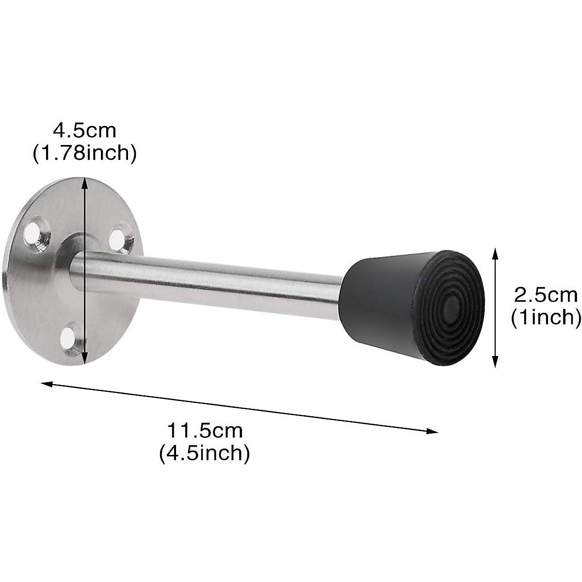 PENCK Door Stop Wall Mount Door Stopper 4.5inch 201 Stainless Steel Doorstop Protective Door and Wall Rubber Tip Design Mute