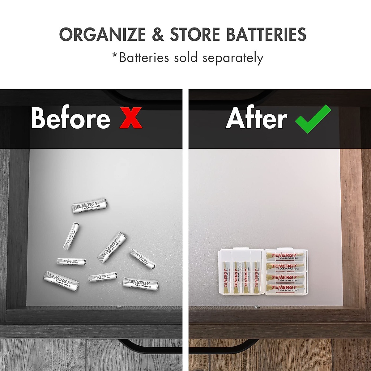 Tenergy 10 Pack Plastic Storage Case for AA/AAA Batteries (Batteries Sold Separately)