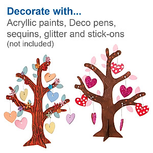 Baker Ross AX759 Heart Tree - Pack of 2, Woodcrafts for Kids to Make, Paint, Decorate and Display for Valentine's Day