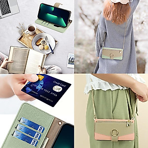 Arseaiy Wallet Case for OPPO Reno 6 Pro Plus 5G/Reno 6 Pro 5G（Snapdragon） Flip Phone Case Cover with Crossbody Strap Magnetic Zipper Pocket Makeup Mirror PU Leather Shockproof with Kickstand Shell