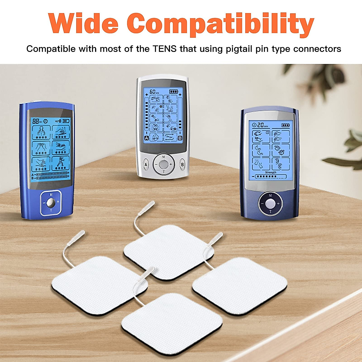 24 Pack 2''x2'' TENS Unit Replacement Pads Reuse More Than 45 Times, Premium Self-Adhesive Electrodes Patches with Non-Irritating Design for Electrotherapy, Compatible with AUVON TENS, TENS 7000 etc