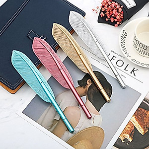 Frienda 12 Pieces Feather Gel Ink Rollerball Pens Feather Ballpoint Black Ink Pens, 0.38 mm Point