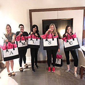 MRYUWB Large Personalized Initial Nature Canvas Gift Tote Bag for Women Wedding Birthday Bag, Monogram Embroidery Beach Bag (Initial S)