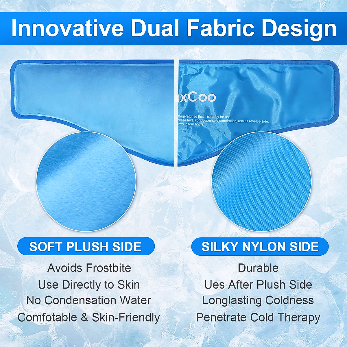 RelaxCoo Neck Ice Pack Wrap, Reusable Gel Ice Pack for Neck Shoulders, Cold Compress Therapy for Pain Relief, Injuries, Swelling, Bruises, Sprains, Inflammation and Cervical Surgery Recovery