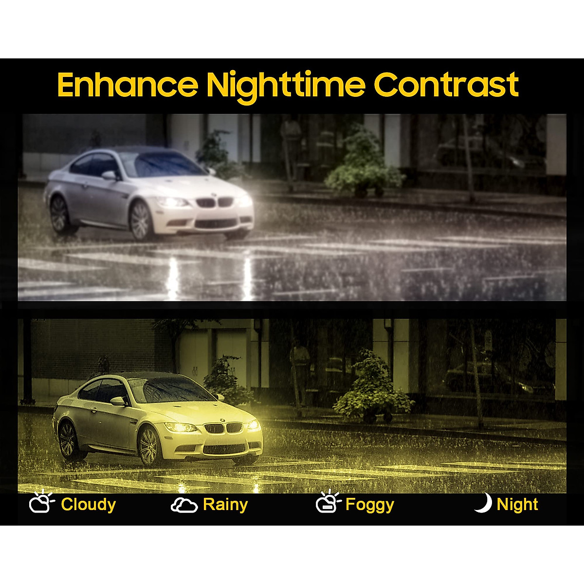 TJUTR Women's Night-Vision Glasses for Driving, Polarized Yellow Lens Reduce Glare Safety Nighttime UV Protection