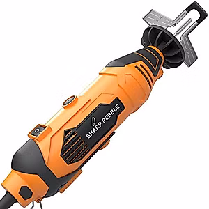 Sharp Pebble Electric Chainsaw Sharpener Kit - Comes with Chain Saw Sharpener Tool, 4 File Size Diamond Sharpening Wheels, Angle Attachment, Wrench & eBook.