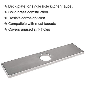 COOLWEST Square Deck Plate 10 Inch Hole Cover Escutcheon for Single Hole Kitchen Faucet, Rectangle Stainless Steel Rectangular 3-hole Cover Faucet Plates