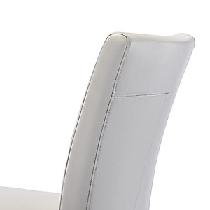 CHITA Upholstered Faux Leather Dining Chair, Modern Kitchen Side Chair (Set of 2, Creamy Gray)