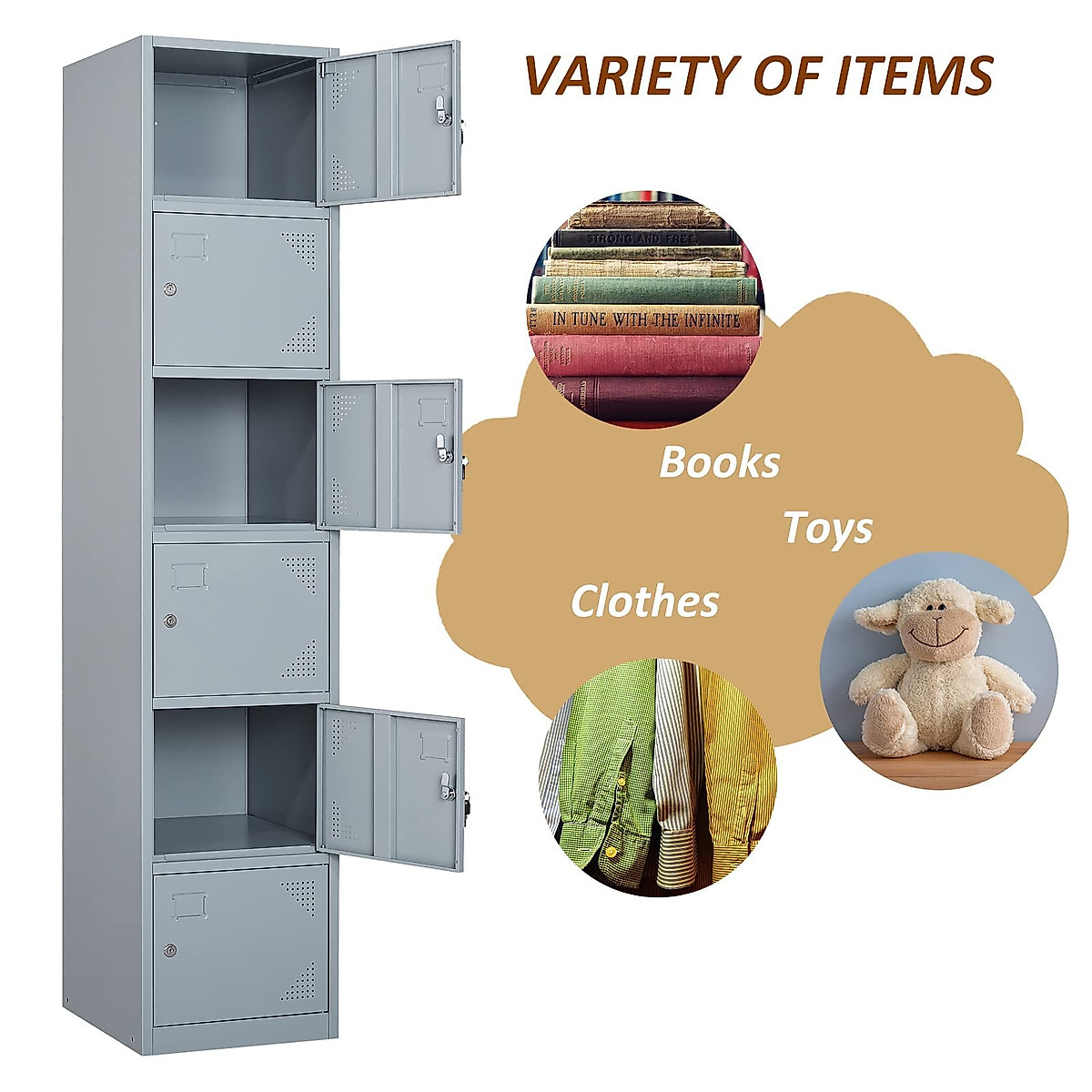 SISESOL Metal Lockers for Employees Steel Locker Large School Locker Metal Wall Locker Office Employee Lock Box 71" Steel Storage Cabinet Storage Locker Cabinet for Home Gym Office School Garage