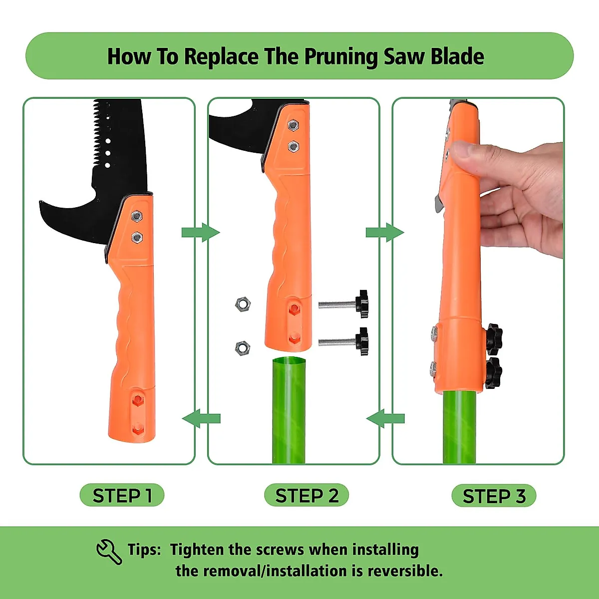 Scalebeard Hand Pole Saws for Tree Trimming,Manual Tree Trimmer,Handheld use or with Extended Manual Pruning Saw for precision tree limb cutting-Pole Saw Attachment(Pole not included)