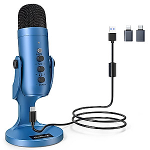 ZealSound USB Condenser Microphone k66 Blue and Wireless Lavalier Microphone V7 Pro