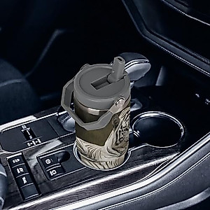 WITHSBKK 30oz Car Cup White Tigers Printed with Portable, Stainless Steel Travel Mug, Vacuum Insulated Tumbler And Straw, Leakproof for Car & Outdoor, UV Printed Design