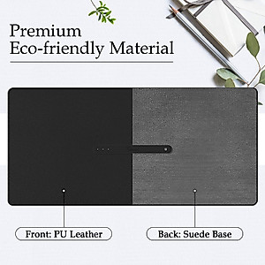 TOWWI PU Leather Desk Pad with Suede Base, Multi-Color Non-Slip Mouse Pad, 36” x 17” Waterproof Desk Writing Mat, Large Desk Blotter Protector(Black)