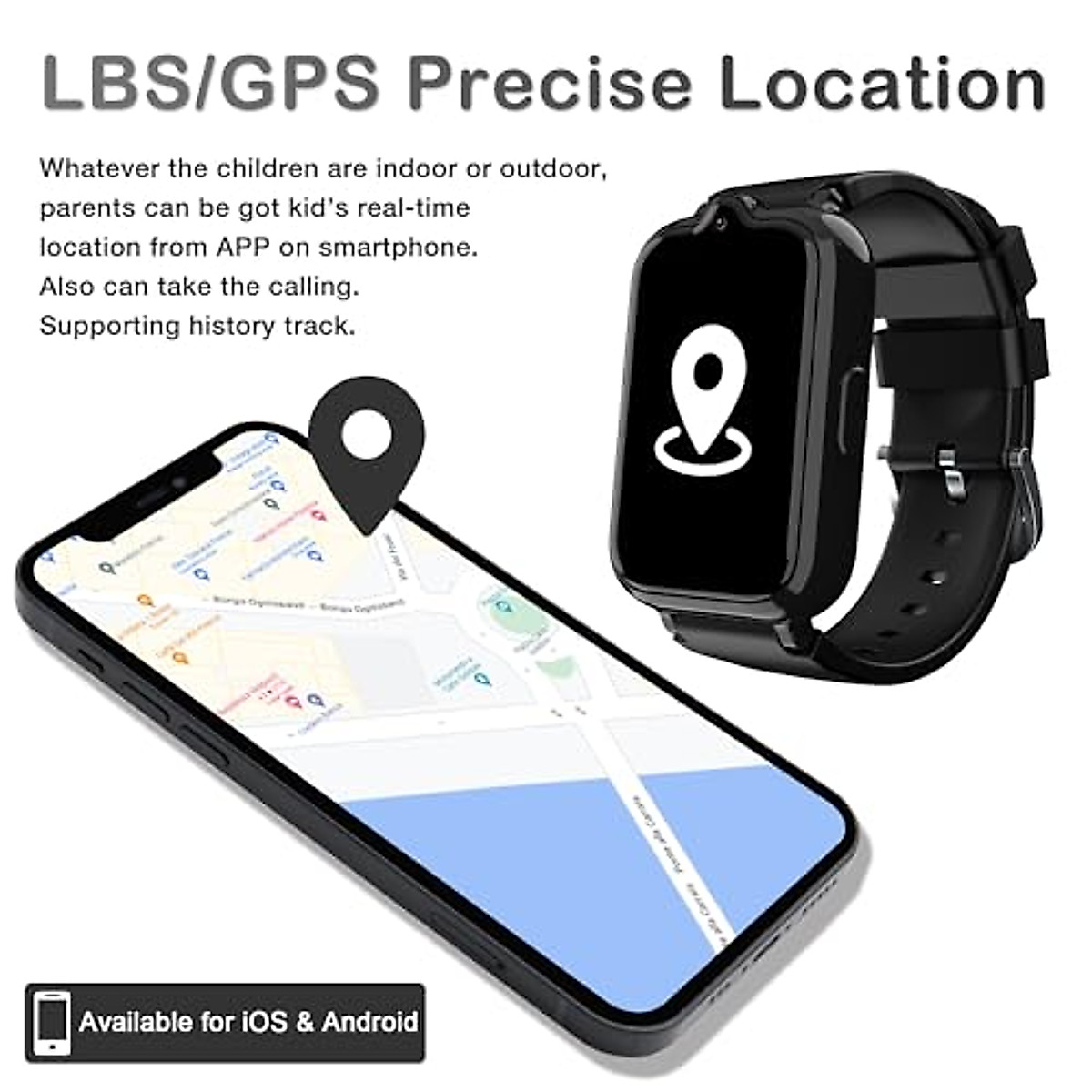 4G Smart Watch for Kids - Kids Smart Watch with GPS Tracker & Video Calling Kids Cell Phone Watch for Boys Aged 5-12 SIM Card SOS Call Voice Chat Camera Touch Screen GPS Tracker for Kids(Black)