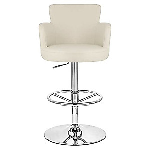 Zuri Furniture Cream Chateau Adjustable Height Swivel Bar Stool with Chrome Base