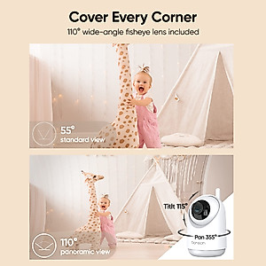 bonoch Video Baby Monitor No WiFi, Local Storage+Playback, 1080p HD Camera&Display, Baby Monitor with Camera and Audio, 7800mAh, 1800ft Range, Motion&Sound Detection, Hack-Proof, Additional 110° Lens