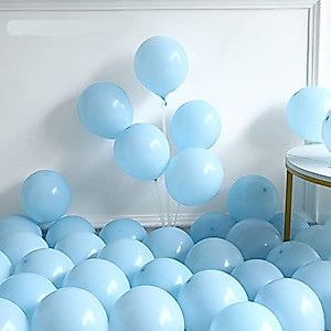 PageebO Dusty Blue Balloon Arch Kit Bear Baby Shower Decoration-134pcs Macaron Blue White Grey Balloons for Baby Shower Kids Birthday Party