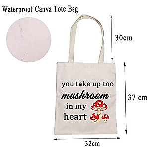 MBMSO Mushroom Canvas Tote Bag You Take up Too Mushroom in My Heart Mushroom Lovers Gifts Shopping Bag Fungi Pun Gifts (Mushroom in my heart TB)