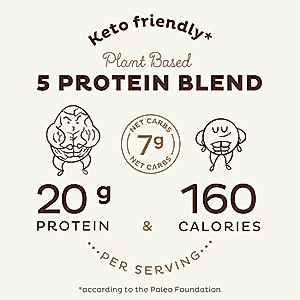 KOS Vegan Protein Powder Erythritol Free, Chocolate - Organic Pea Protein Blend, Plant Based Superfood Rich in Vitamins & Minerals - Keto, Dairy Free - Meal Replacement for Women & Men, 30 Servings