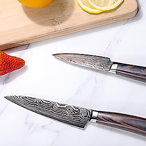 Utility Knife 5 inch - Kitchen Utility Knife Forged from Stainless Steel 5Cr15Mov(HRC56), Razor Sharp Paring Knife with Ergonomic Handle for Home, Multipurpose Kitchen Utility Knife