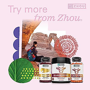 Zhou Hairfluence, Hair Growth Supplement with Clinically Studied Lustriva and Keranat and Hair Vitamins Biotin 5000mcg, Vitamin D, A, C & B12, Non-GMO, Gluten Free, 60 VegCaps