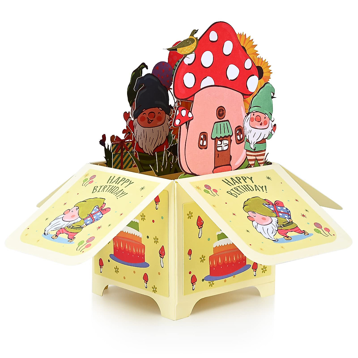 Giiffu 3D Pop up Birthday Cards, Happy Birthday Pop Up Card, Happy Birthday Card for Kids, Birthday Cards for Him or Her, Birthday Gift Greeting Cards with Envelope and Note Card(Gnome)