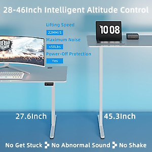 Shintenchi Electric Standing Desk, 63 x 24 Inch Height Adjustable Sit Stand Desk Morder Home Office Stand Up Desk Computer Work Station with Splice Board, (White Frame + White Top)