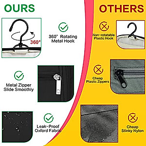 OMYSTYLE Hanging Travel Toiletry Bag for Women and Men, Hygiene Bag, Womens Bathroom and Shower Kit Organizer for Toiletries Cosmetic Makeup Shampoo Brushes (Black, Medium Size)