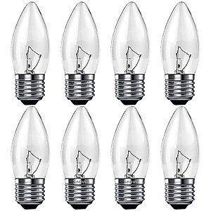 lingruiyi 40W Incandescent Torpedo Tip Chandelier with Crystal Clear Incandescent Light Bulbs,Flame Tip Light Bulbs, Tip Light Bulb and Medium E26 Candelabra Base (8PACK)