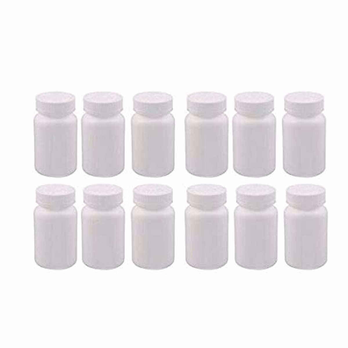 12 PCS 150 ML 5 OZ Plastic White Bottles Empty Container with Screw Cap Solid Powder Case Refillable Storage Holder Sample Jar for Dispense Different Items
