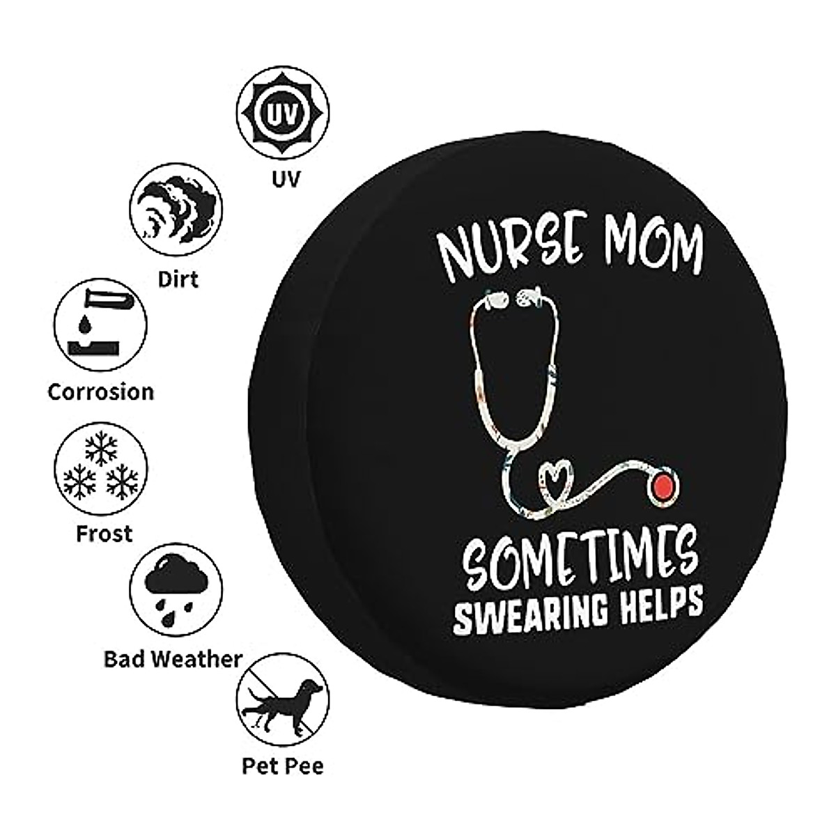 Nurse Mom Swearing Help,Funny Tire Cover Universal Fit Spare Tire Protector for Truck SUV Trailer Camper Rv