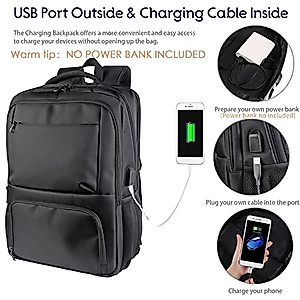TITILT Laptop Backpack Fits 17 Inch Computer, Bussiness Travel Backpack with USB Charging Port and Anti Theft Pocket, Men Women Student College Bookbag,Black