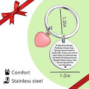 ZNOSVEI Work Bestie Keychain Coworker Gift Retirement Key Ring Colleague Jewelry Subordinate Gift, Work Bestie Keychain, Standard