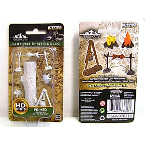 WizKids Deep Cuts Unpainted Miniatures Terrain: Wave 10: Camp Fire & Sitting Log