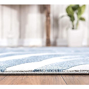 Abani Nova NOV170A Blue Grey Zebra Print Area Rug 6' x 9'