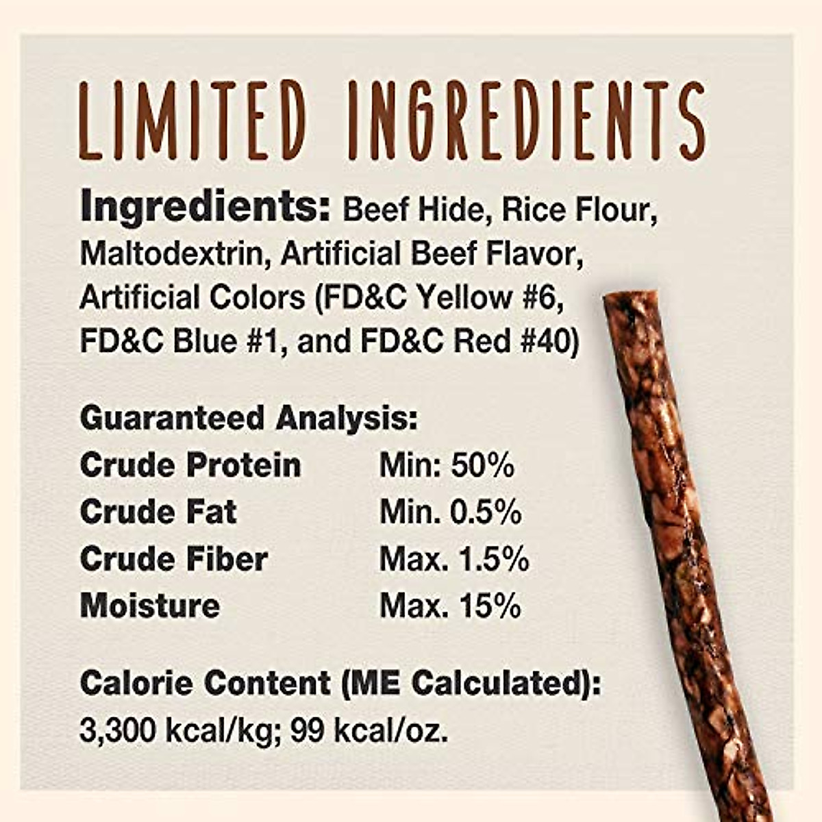 Cadet Premium Grade Munchy Beef Hide Sticks Beef Flavor 5 Inch, 100 Pack