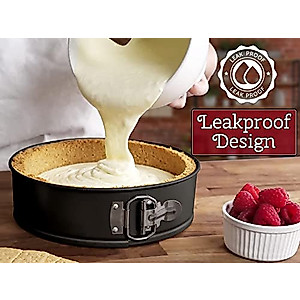 Zulay Premium Springform Pan 9 Inch Nonstick - Cheesecake Pan With Removable Bottom - No Need For Parchment Paper - Spring Form For Baking - Leak-Proof Cake Pan (Black)