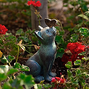 iHeartCats Cat Memorial Figurine with Butterfly - Cat Statue Pet Memorial Gifts