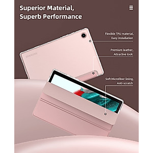MoKo Case Fits Samsung Galaxy Tab A8 10.5 Inch 2022 (SM-X200/SM-X205/SM-X207), Slim Case Trifold Stand with Auto Sleep/Wake Function and Soft TPU Translucent Frosted Back Cover, Pink