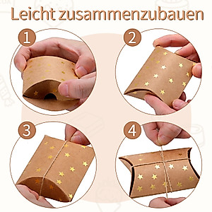 100 Pieces Small Gift Pillow Boxes Pillow Boxes for Gifts Kraft New Year Gift Box Christmas Pillow Boxes Pillow Gift Boxes with Jute String for Wedding New year Present and Birthday Party Favor