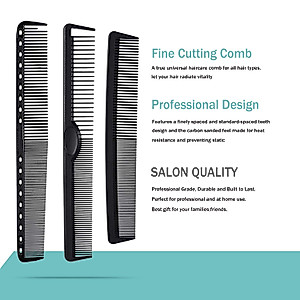 6 Pieces Carbon Fiber Hair Combs Set, General Styling Grooming Comb, Anti Static Heat Resistant Hairdressing Comb, Fine and Wide Tooth Hair Barber Comb, Rat Tail Comb