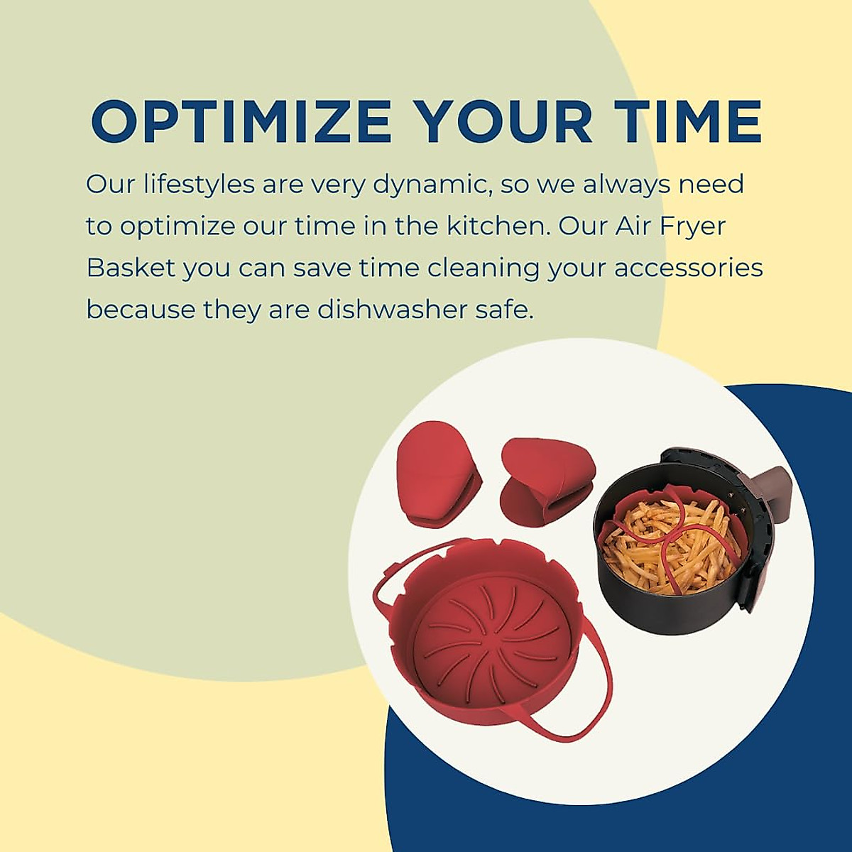 Air Fryer Silicone Liners Round Reusable Air Fryer Silicone Accessories Set 2 Mitts and Tongs Air Fryer Silicone Basket Multipurpose Air Fryer Accessory mat