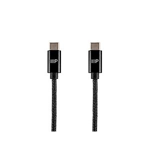 Monoprice USB 2.0 Type-C to Type-C Charge and Sync Nylon-Braid Cable - 10 Feet - Black | Fast Charging, Aluminum Connectors, Stay Synced - Palette Series