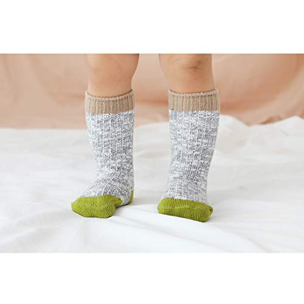 QandSweet Knitting Socks Keep Warm Unisex Baby Non-Slip Knee-High Stockings for Toddler Little Boy Girls 6-24 Months