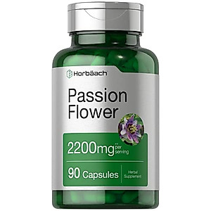 Passion Flower Capsules | 2200mg | 90 Count | Non-GMO & Gluten Free Extract Supplement | by Horbaach