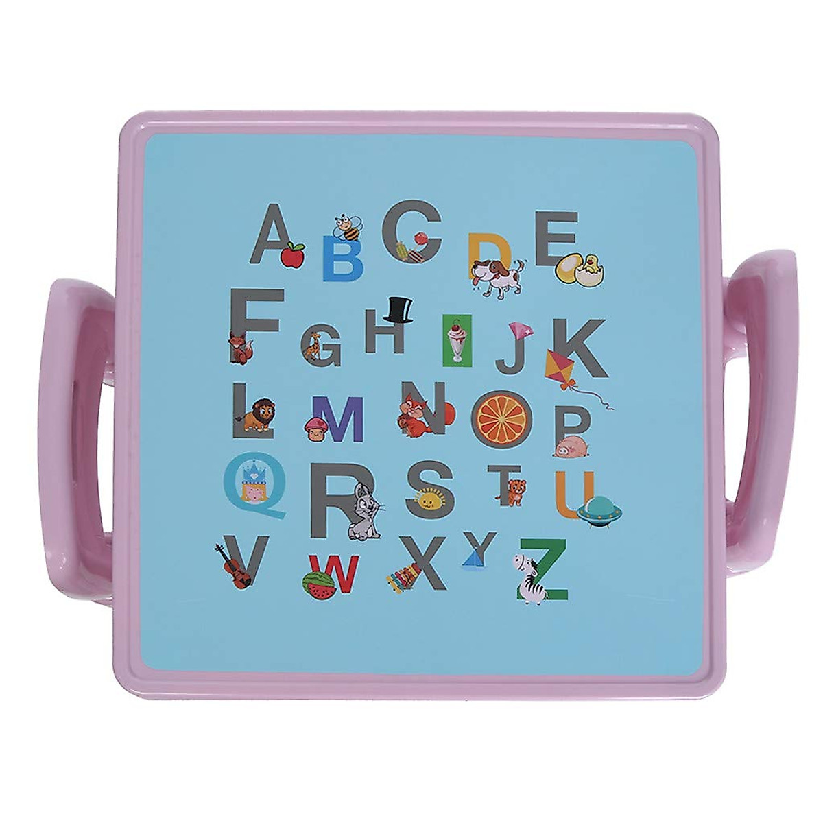 Toxz Plastic Kids Table and 2 Chairs Set,for Boys0 or Girls Toddler,with English Alphabet Table,Curved Table Corner,Safety Environmentally Friendly Material(Ship from US!)