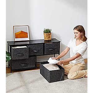 Pipishell 3 Drawers Fabric Dresser,5 Drawer Organizer Unit Fabric Dresser for for Bedroom Closets, Living Room, Nursery Room, Hallway