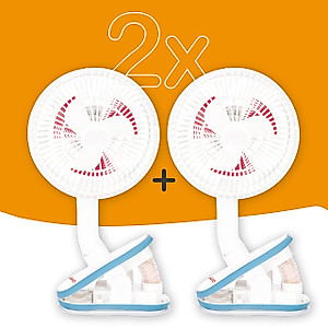 Diono Stroller Fans, Pack of 2 Clip On Baby Safe Stroller Fans with Flexible Neck for Perfect Angle, Universal Fit with Most Strollers